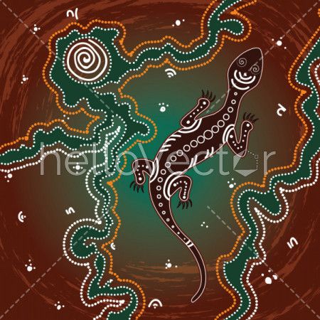 Aboriginal dot lizard artwork - Download Graphics & Vectors