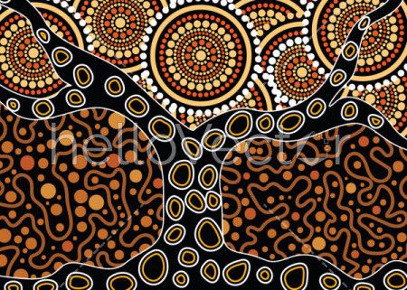 Aboriginal tree, Aboriginal art vector painting with tree. Illustration ...