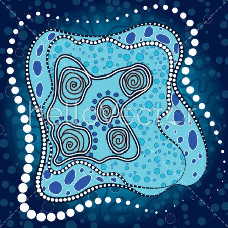 Aboriginal style blue lines background - Download Graphics & Vectors