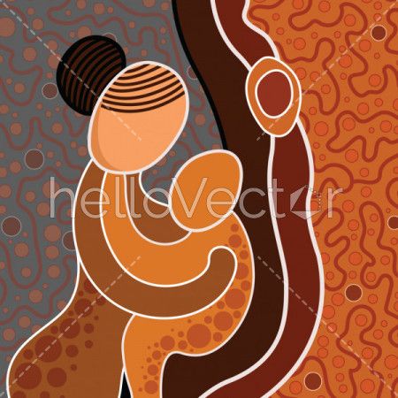 Mother and baby love aboriginal art background - Download Graphics ...
